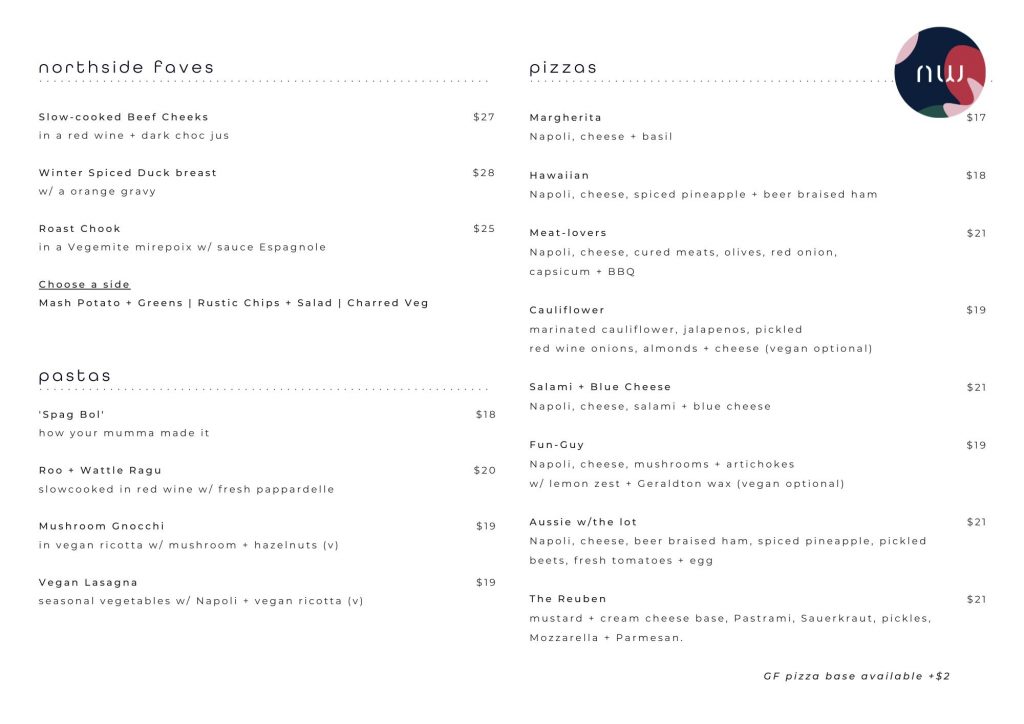 Take Away Menus - Northside-Wines - Food and Wine Delivery